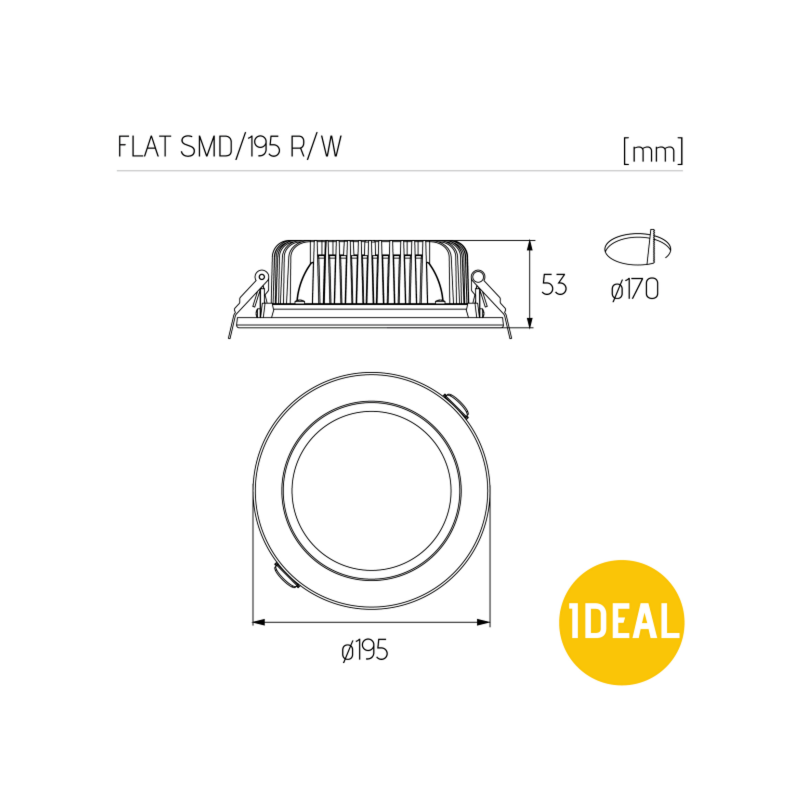 LED downlight 24W, 3000K, IP20, Ø:195mm