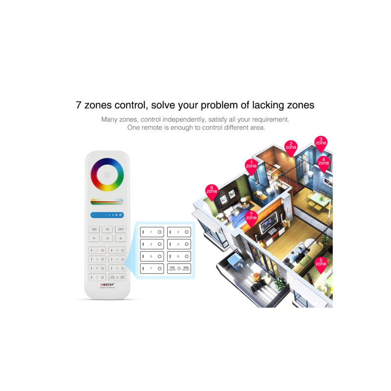 ZIGBEE RGB+CCT touch fjernbetjening med 7 zoner - 2,4GHZ